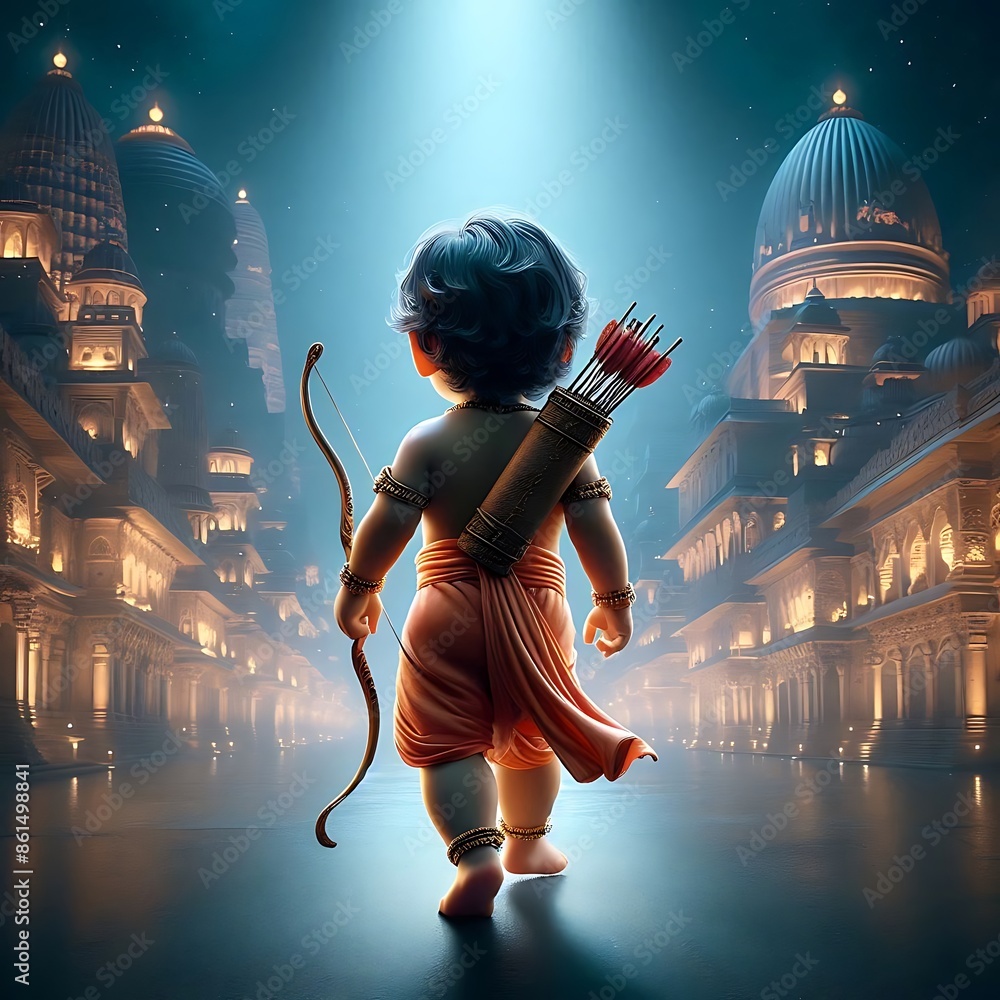 Ramanavmi, Lord Rama, Ram, Ayodhya, Cute kid Rama Stock Illustration ...