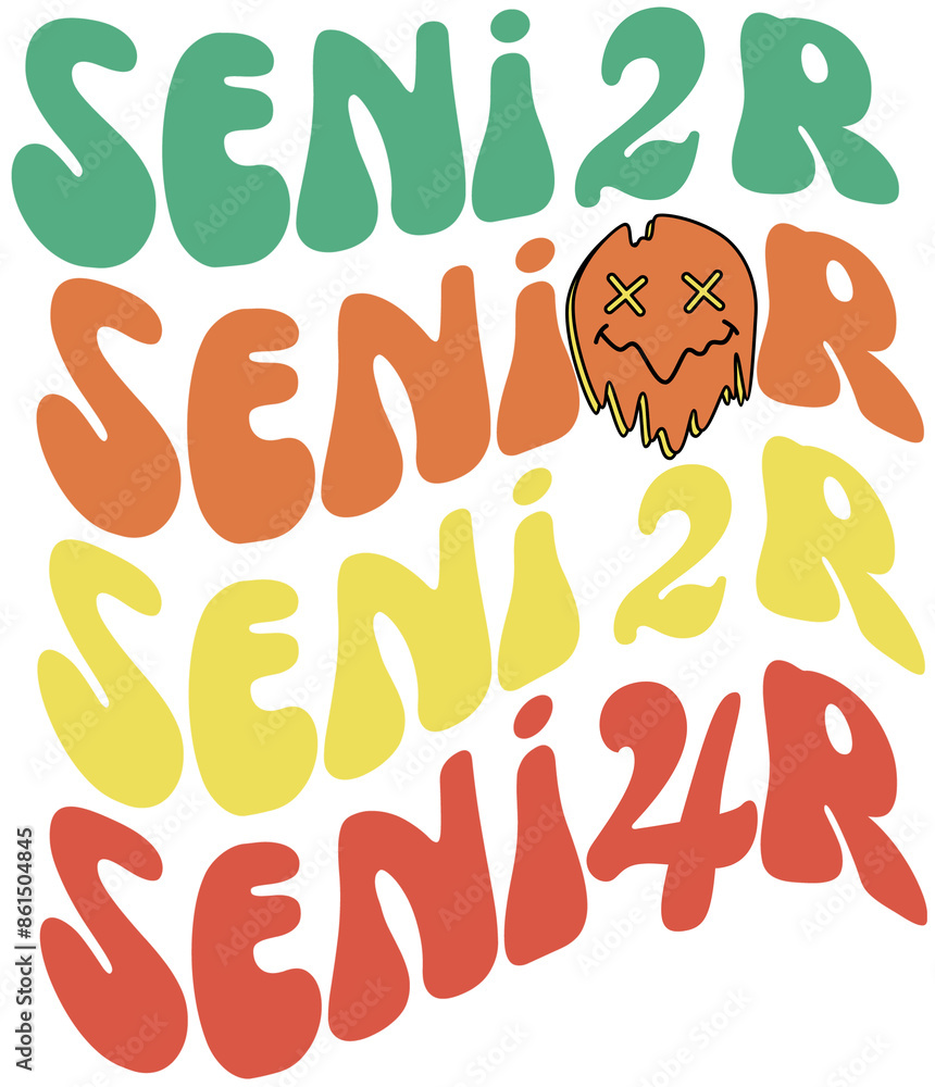 Groovy Typographic Wavy Text 'Senior 2024' Printable PNG Design For ...