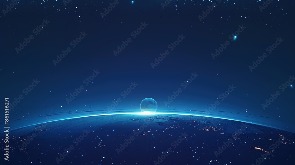 Planet Earth with Glowing Lights on Blue Gradient Background: High ...