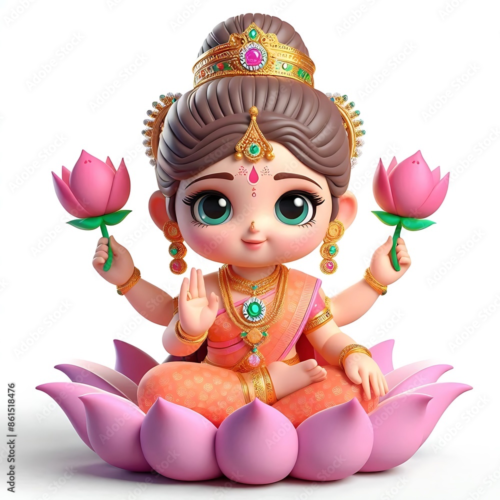 Goddess Lakshmi, 3d Goddess Lakshmi, Goddess Lakshmi Kid Stock ...
