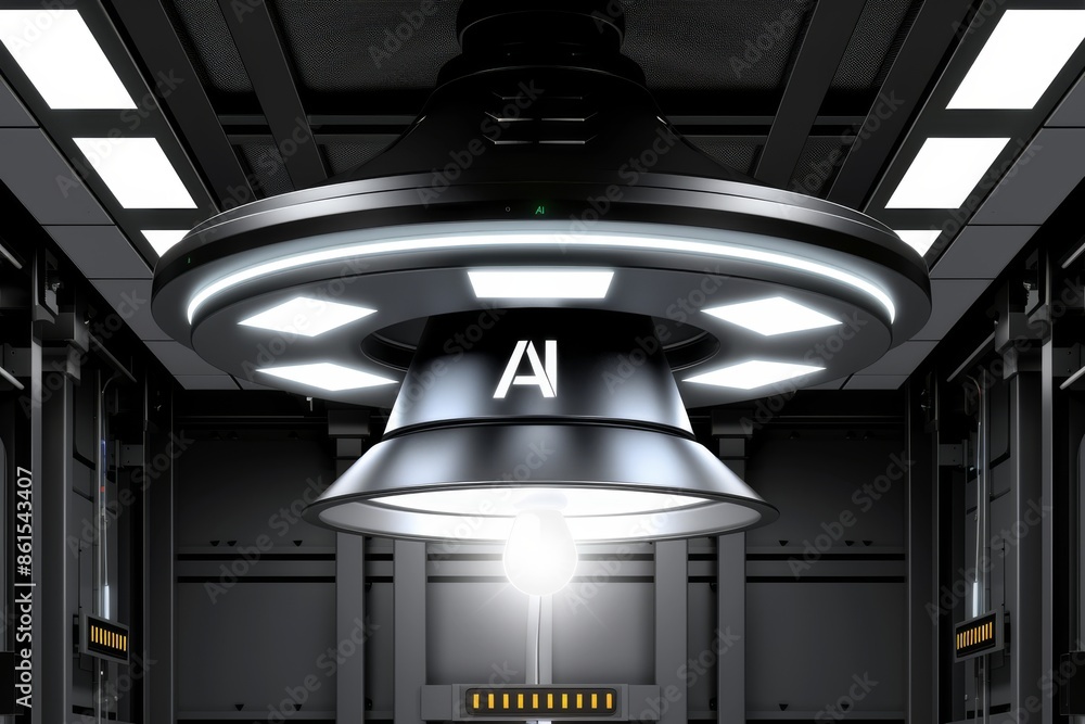 Photo of a futuristic AI lab with advanced technology, showcasing the ...