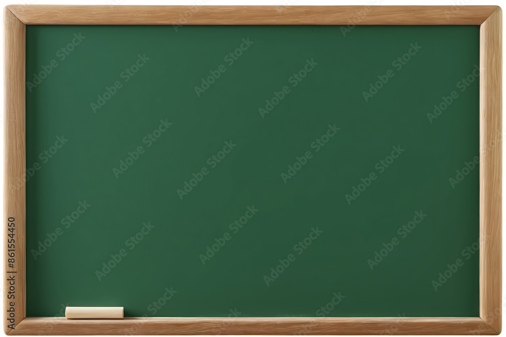 Empty green school chalkboard with wooden frame on transparent ...