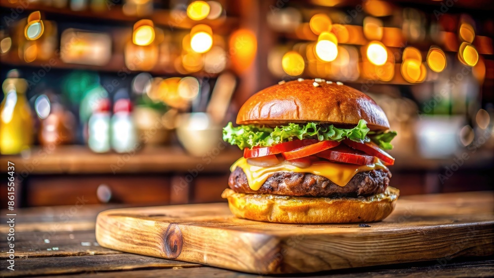 layered sliced tasty juicy double cheese burger with fresh lettuce ...