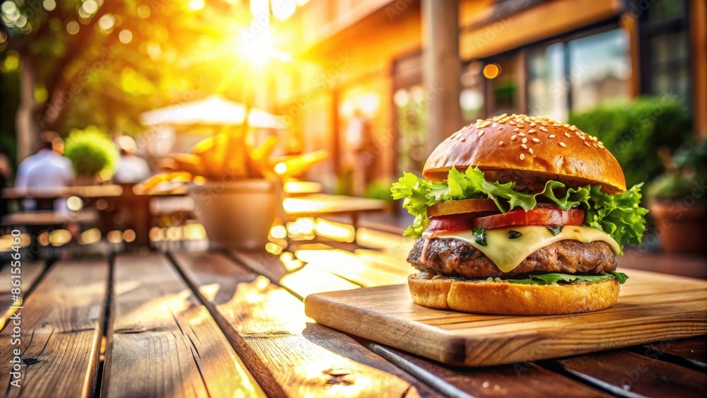 layered sliced tasty juicy double cheese burger with fresh lettuce ...