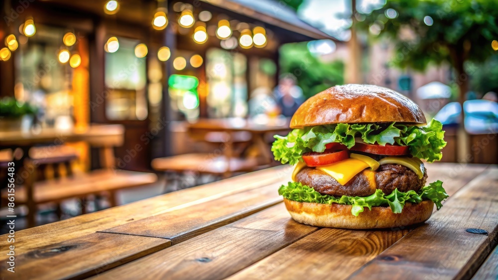 layered sliced tasty juicy double cheese burger with fresh lettuce ...
