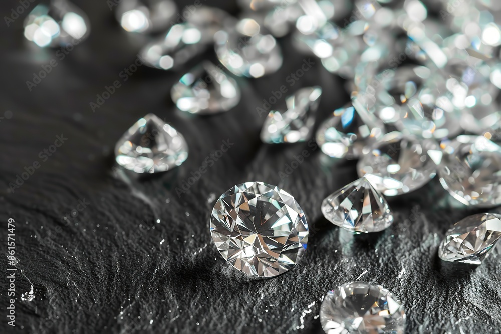 Diamonds. Close up of sparkling luxury diamonds of different cuts and ...