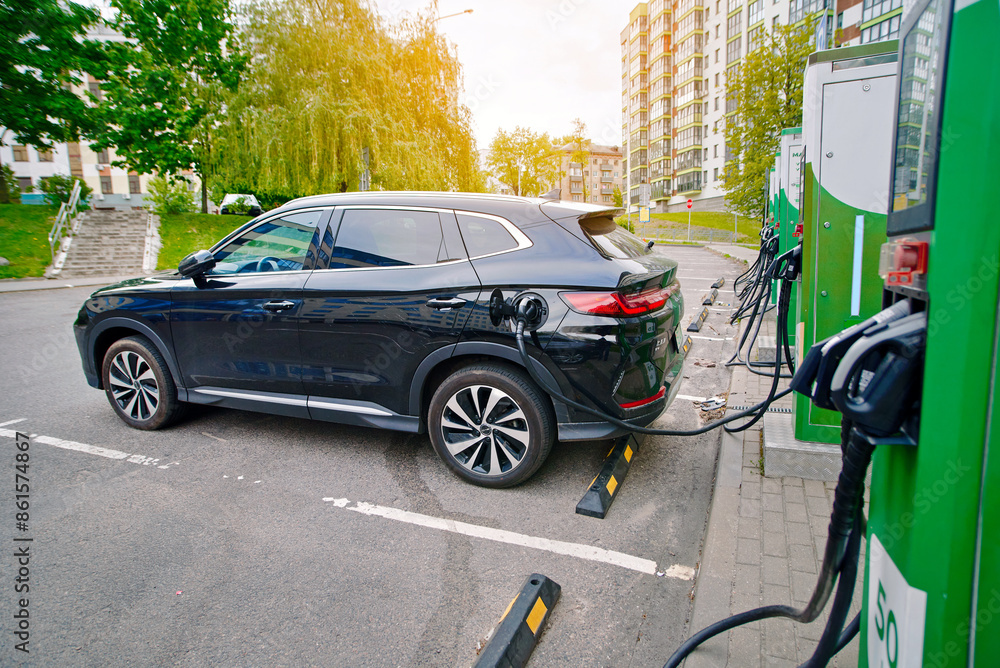 Minsk, Belarus. May 9, 2024. BYD Song Plus EV charging battery ...