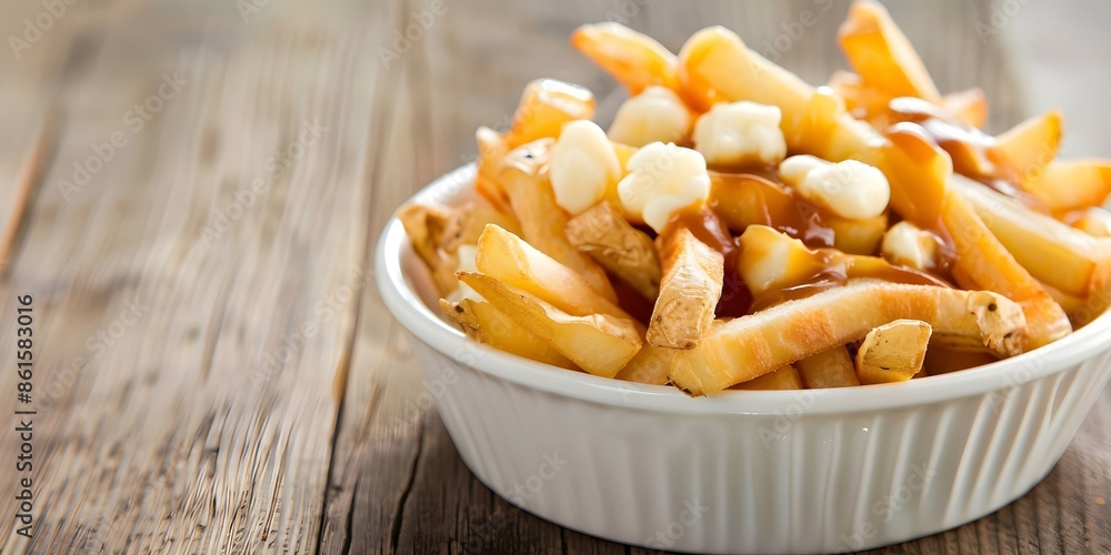 Poutine Iconic Canadian Dish with French Fries, Cheese Curds, and Brown ...
