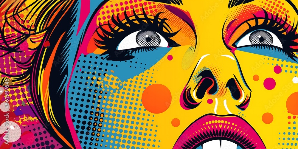 Comic Book Pop Art Faces Fun abstract background with pop art-style ...