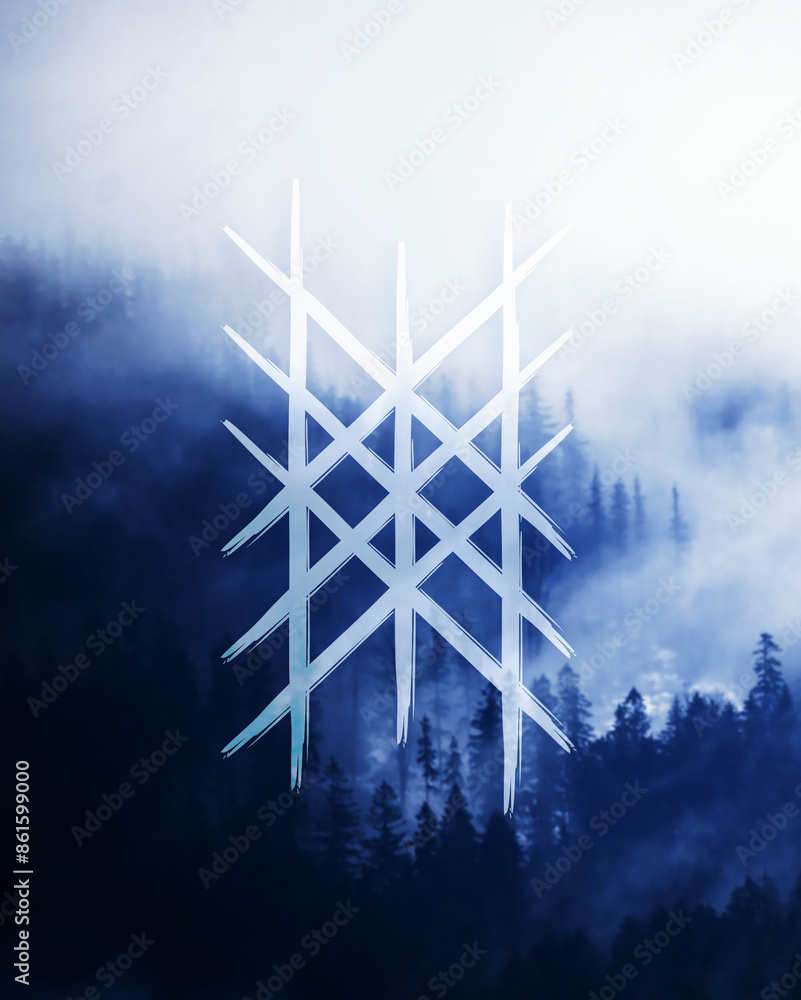 Hand drawn full editable norse symbol of web of wyrd also known as the ...