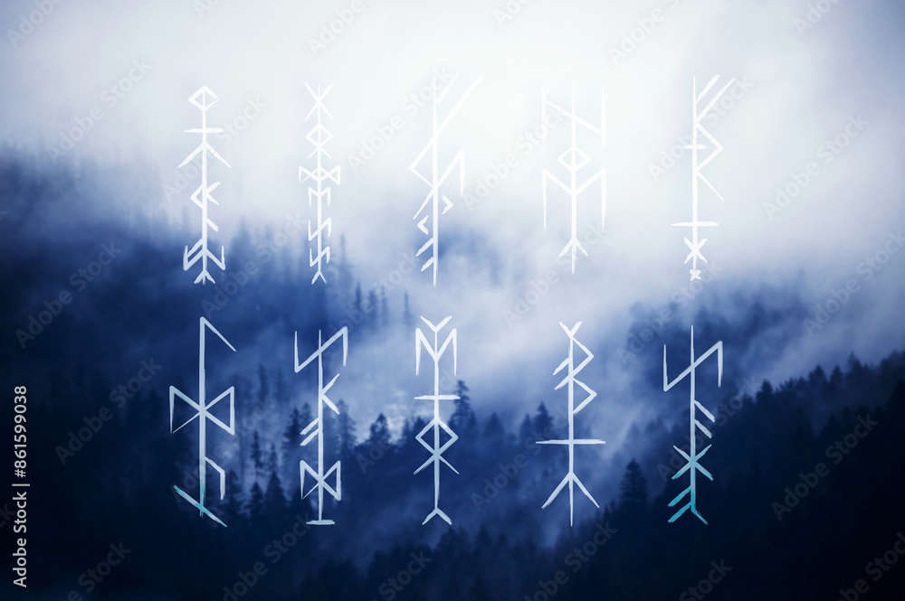 Full editable collection of norse symbols as goddess, witch, skadi, hel ...