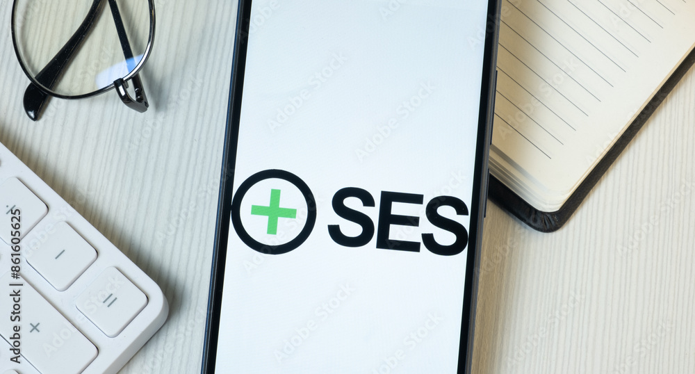 New York, USA - 21 June 2024: SES AI Logo on Phone Screen, Company Icon ...