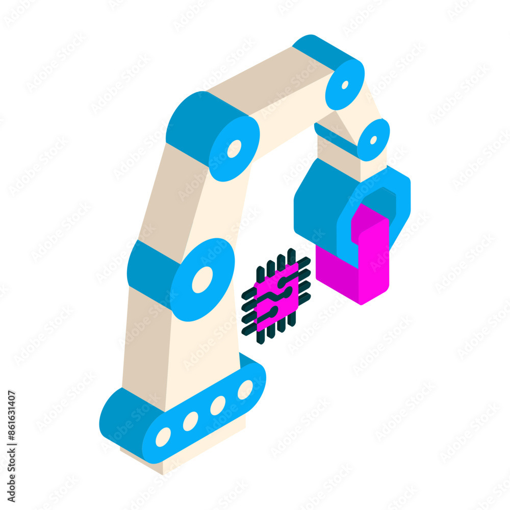 Autonomous Mobile Robots isometric concept, Robotic arm doing object manipulation Vector de ...
