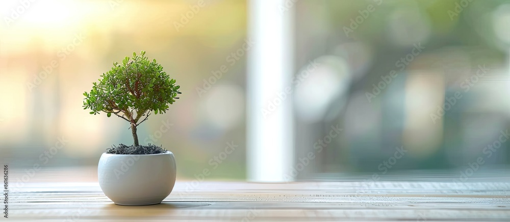 Small tree in a pot on the table,concept gardening in the office,love ...