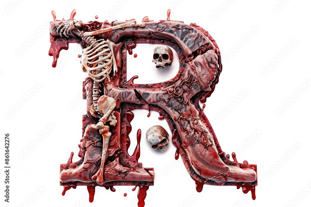 Image shows a detailed illustration of the structure of a human bone ...