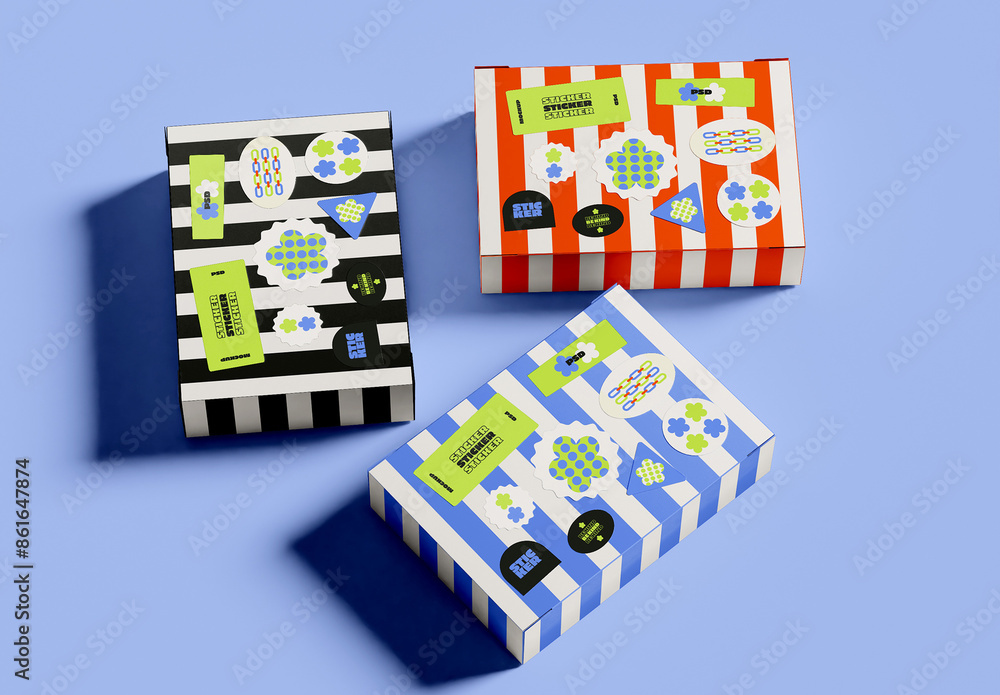 Stickers on Boxes Mockup Stock Template | Adobe Stock