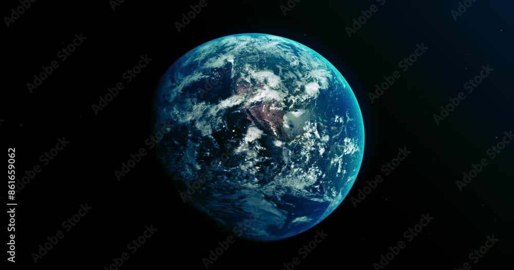 Rotating Earth Globe in Space with Starry Background, Depicting Planet ...