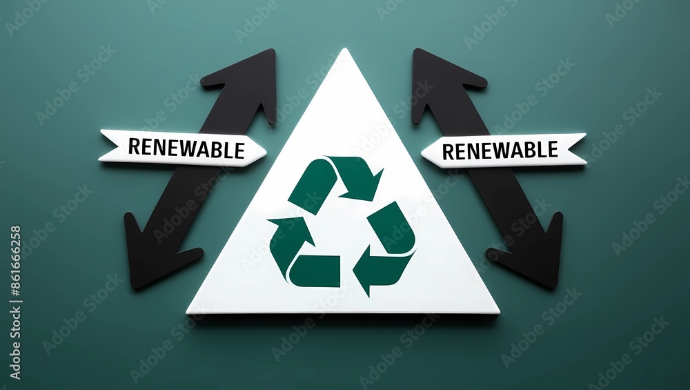 Renewable Energy and Recycling Symbol with Arrows for Eco-Friendly and ...