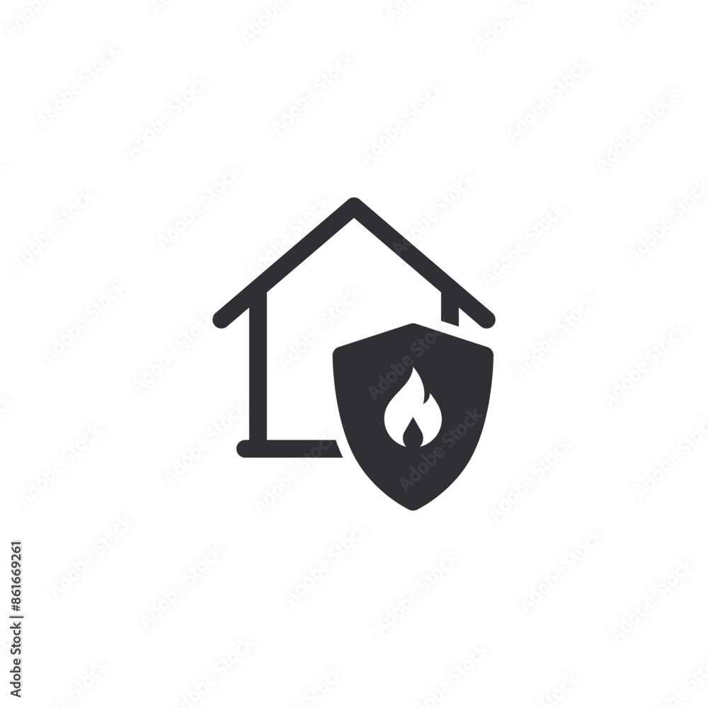 Fire protection. Fire sign. Flame sign. Shield icon. Security icon ...