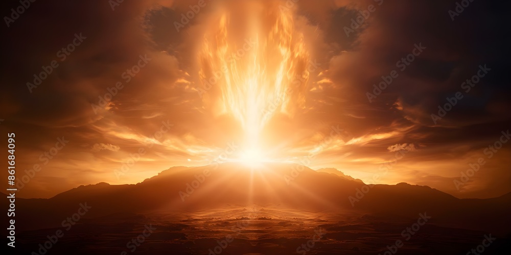 Moses' Encounter with God as a Pillar of Fire on Mount Horeb. Concept ...