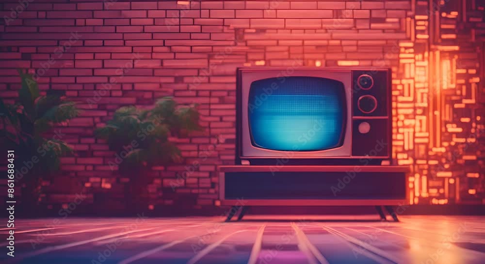 Vintage television screens flickering Close Up Footage of a Retro TV ...