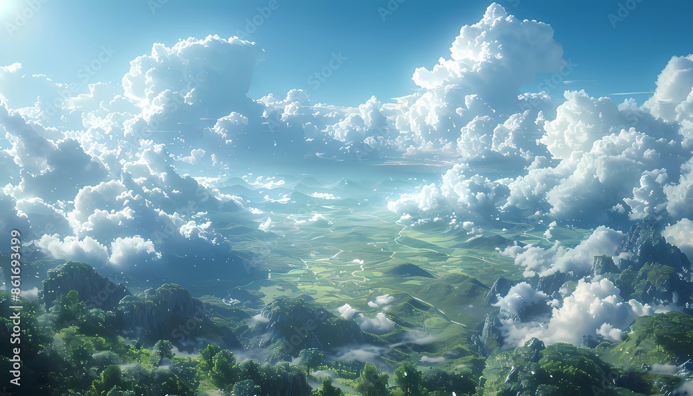 Server Farms Across the Landscape, A panoramic view of vast landscapes ...