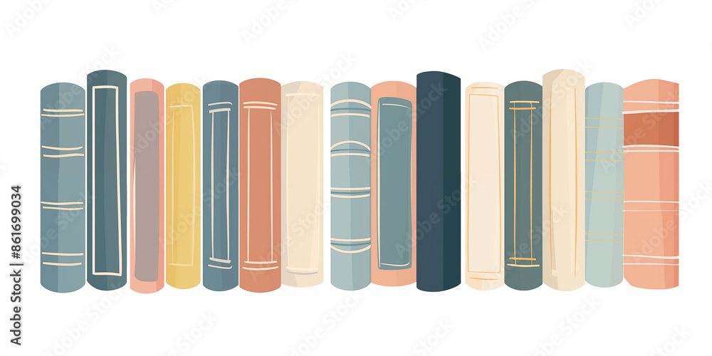 Books in a row, books on shelf, art book icons, library books ...