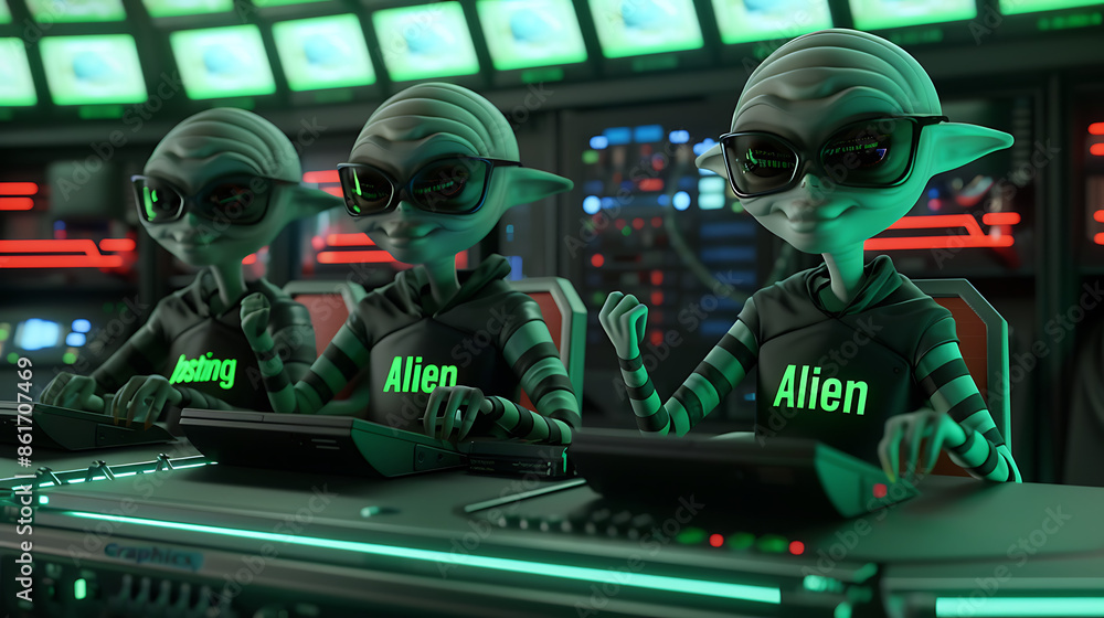 A captivating animated 3D cartoon rendition, featuring three friendly ...