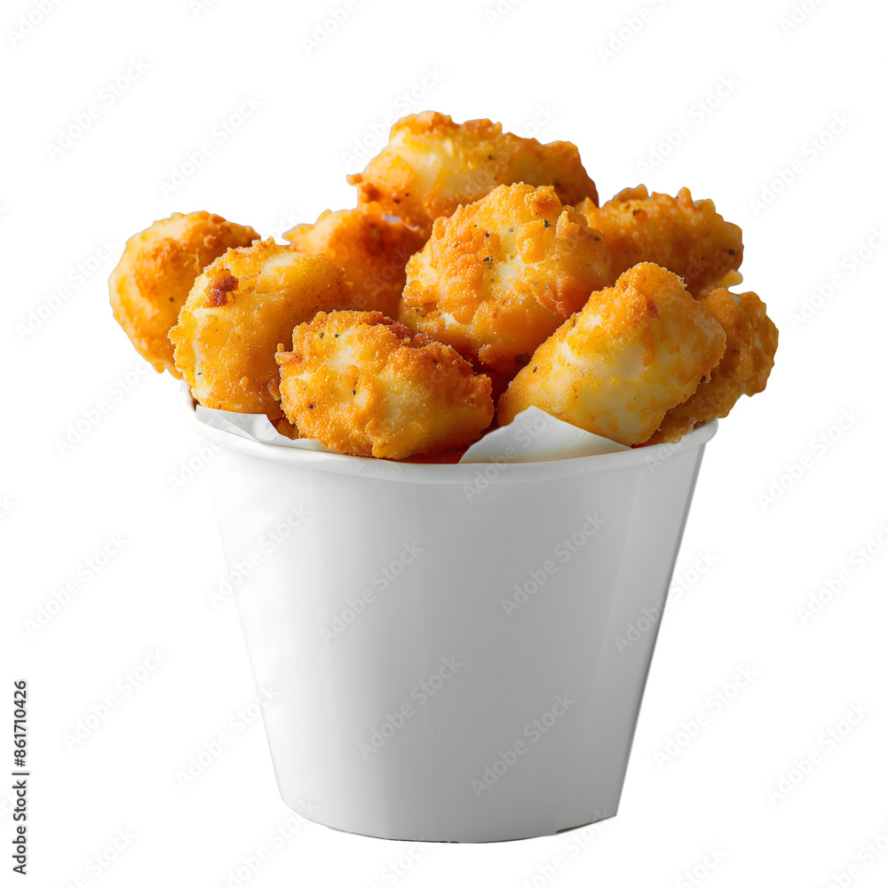 Fried chicken nuggets on a white paper plate isolated on transparent ...