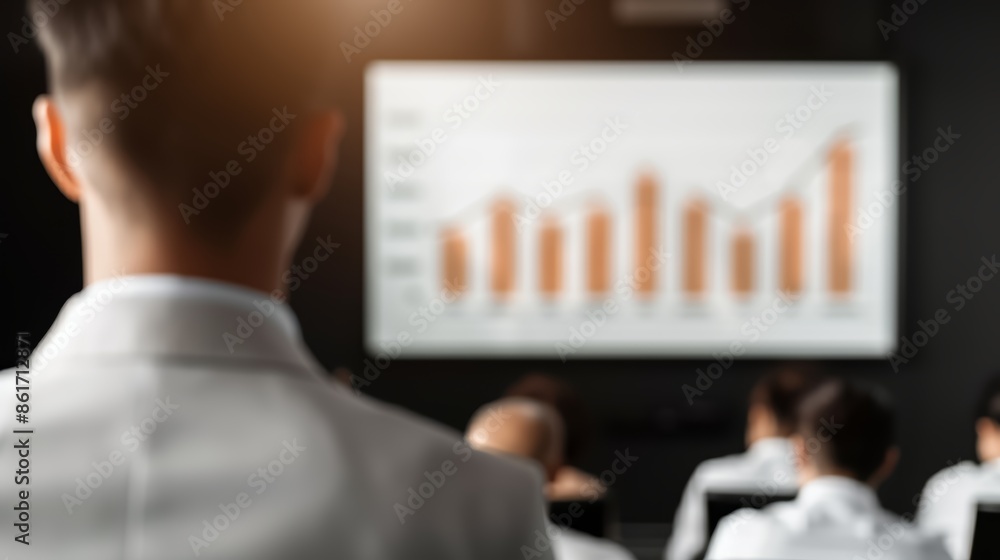 A confident leader addressing a team in a modern office, presenting new ...