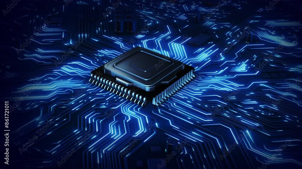 Futuristic Technology Background CPU Circuit Processor Power process ...
