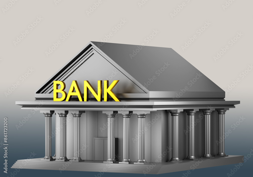 Bank building. Credit institution office. Gray building with ...