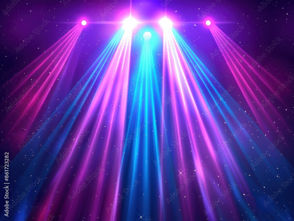 Neon Blue pink violet stage lighting illuminated, lens flare effect ...