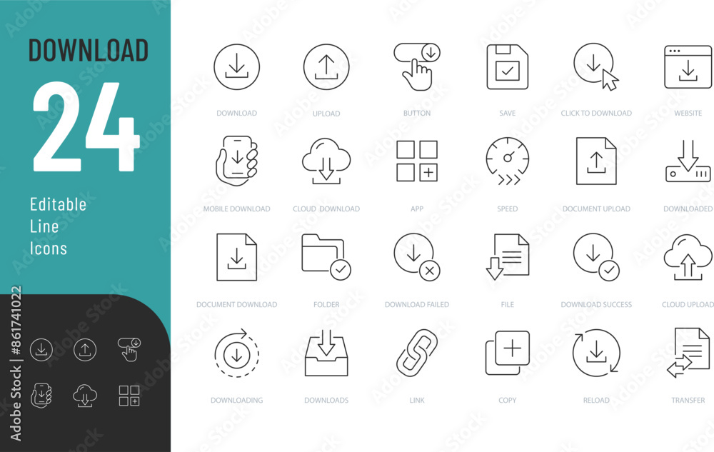Download Editable Icons set. Vector illustration in modern thin line ...