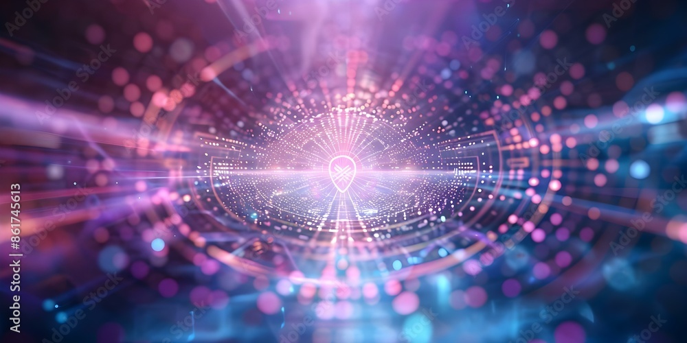 Futuristic Cybersecurity Network Digital Art Featuring Locks, Shields, Nodes, and Algorithms ...