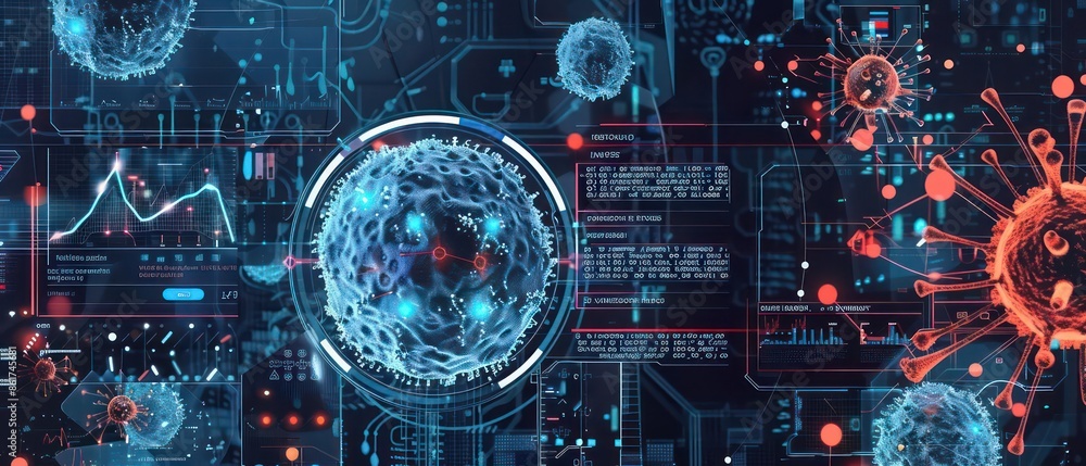 Hightech futuristic digital immunology dashboard with detailed immune ...