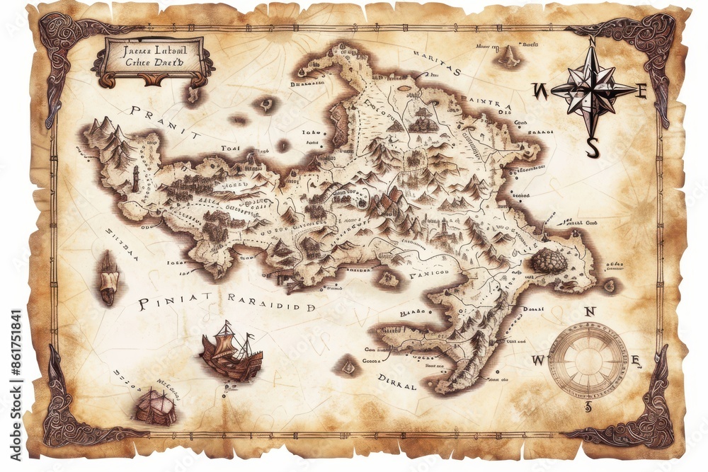 Vintage fantasy map with an old-world charm Stock Illustration | Adobe ...