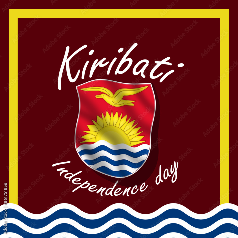 Kiribati Independence Day event banner. A waving Kiribati flag in frame ...
