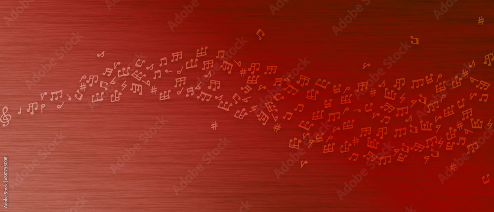 Abstract red music background with flying notes Stock Illustration ...