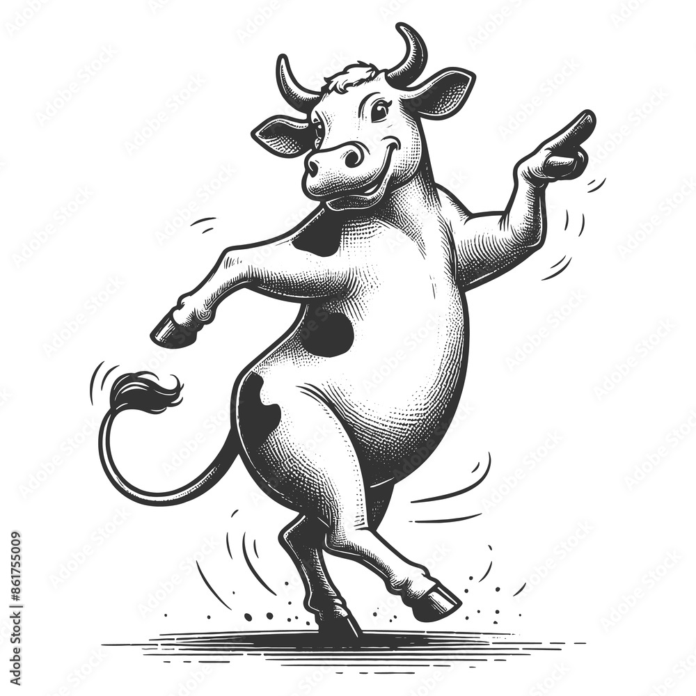 Dancing Cow showcasing a cheerful and whimsical character sketch ...