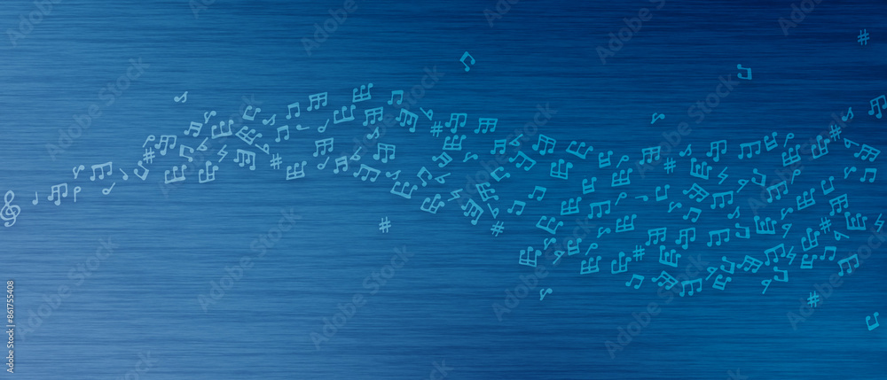 Abstract blue music background with flying notes Stock Illustration ...