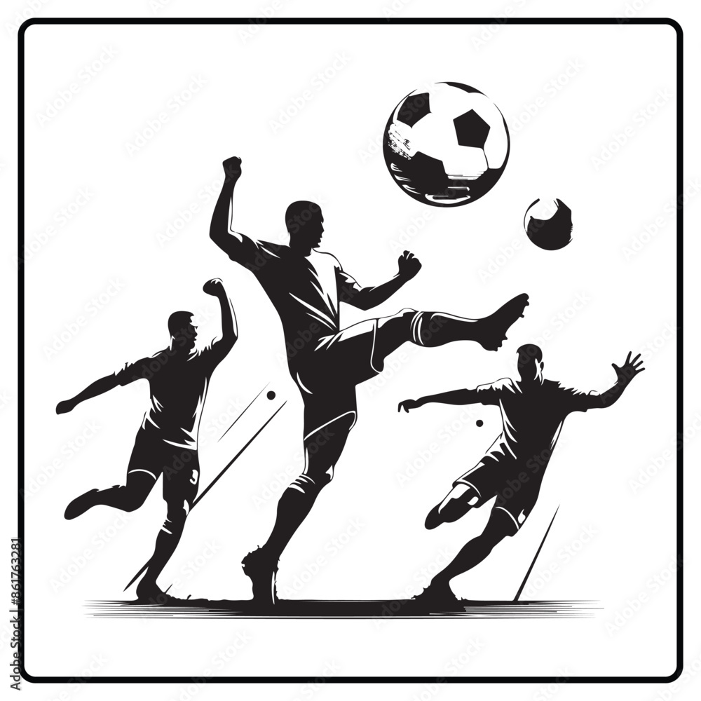 Footballer with the ball. Abstract, graphic, silhouette vector image of ...
