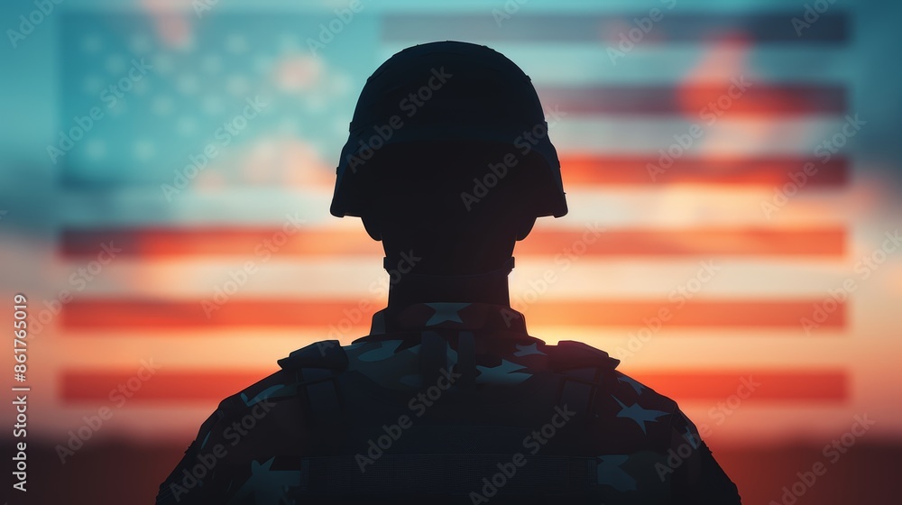 Memorial Day tribute poster, realistic and highly detailed, silhouette ...