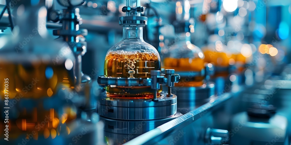 Demonstrating Bioreactors Monitoring Fermentation Growth In Bioprocessing Concept Bioprocessing