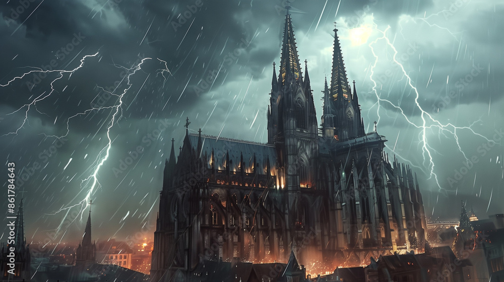 During a storm, Gothic cathedrals reveal a dramatic combination of ...