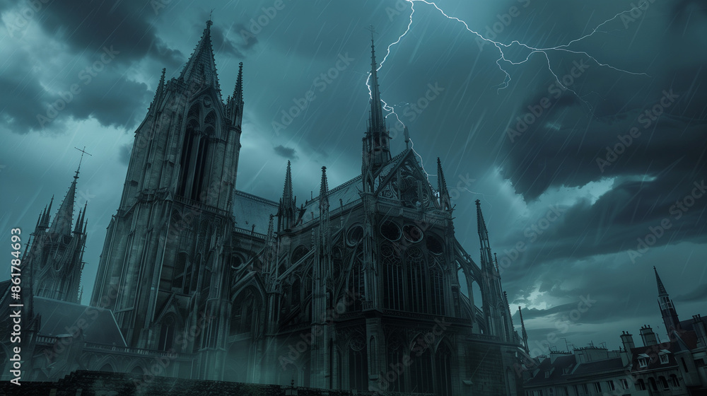During a storm, Gothic cathedrals reveal a dramatic combination of ...