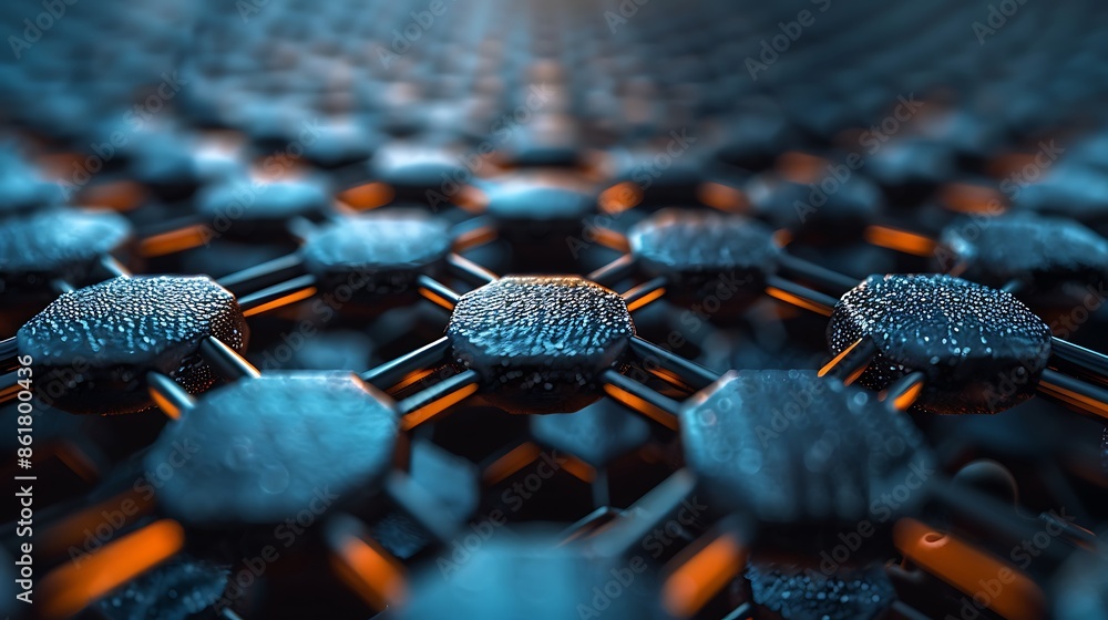 Graphene Structure Detailed Molecular Visualization of Carbon Atoms in Hexagonal Lattice for ...