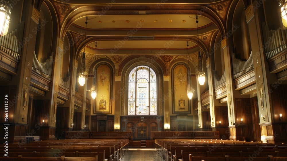 Historic Prestigious Academic Institution Main Hall with Grand ...