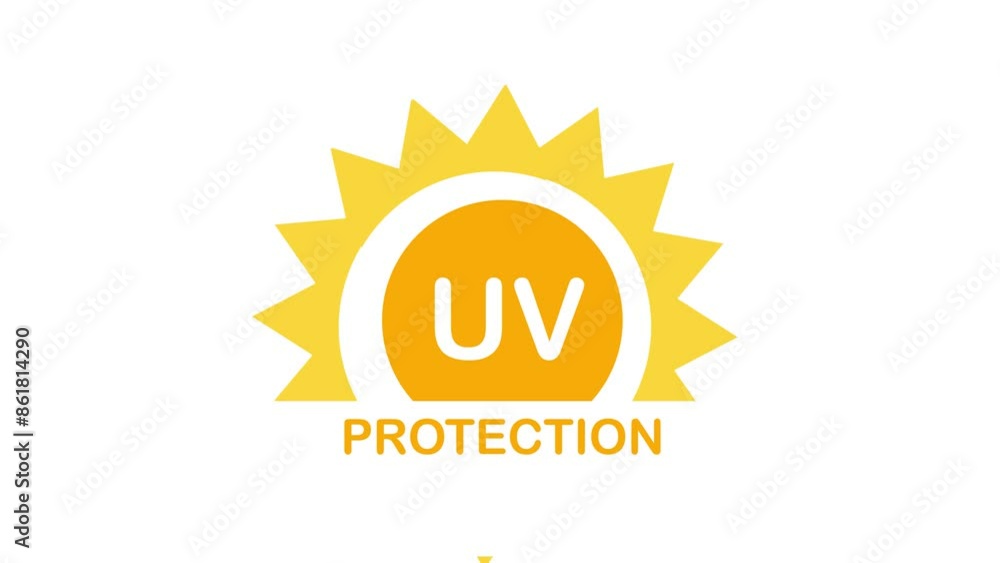 UV Protection Symbol Animation on white background. Protect from Sun ...