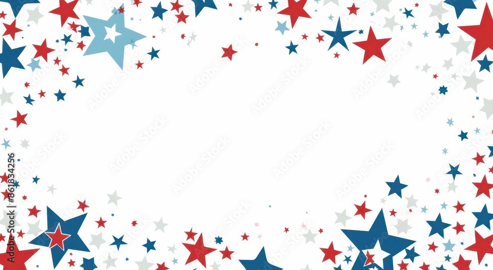 simple cute frame border with red, white and blue stars, on the outside ...